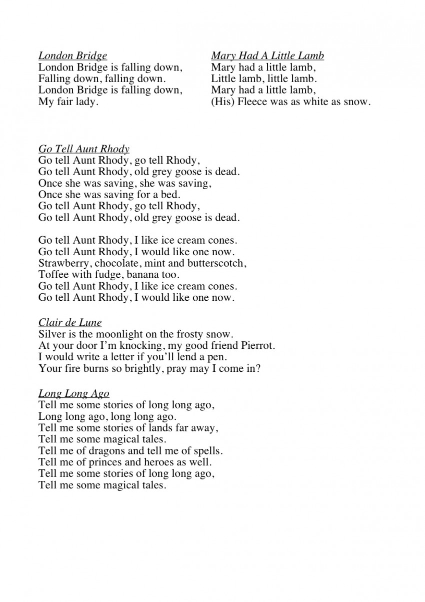Song Words For Book 1 :: Graham Rix